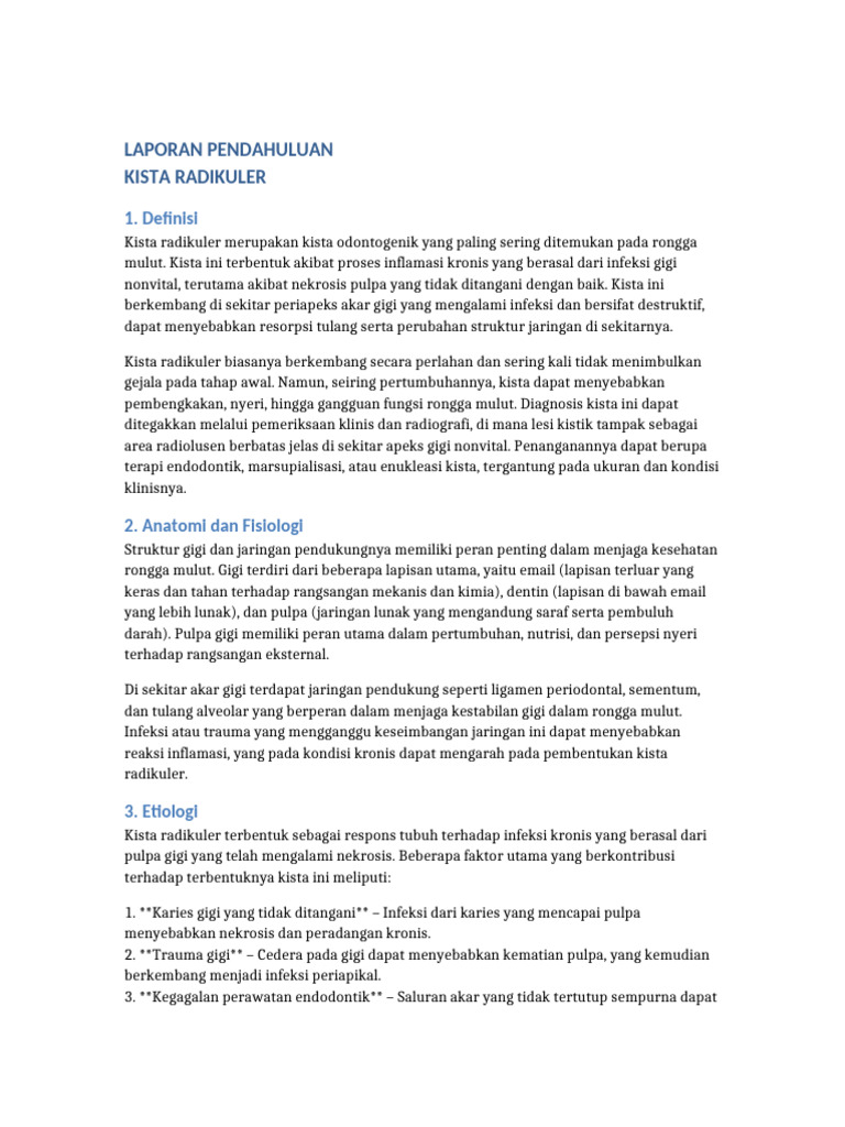 Panduan Kista Radikuler | PDF