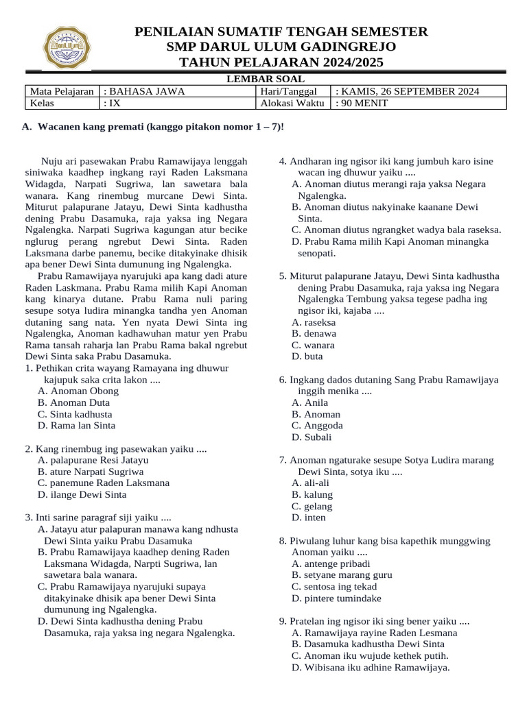 bahasa jawa kelas 9 | PDF