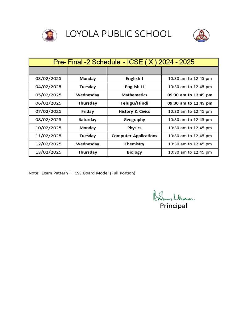 Prefinal 2 Schedule | PDF