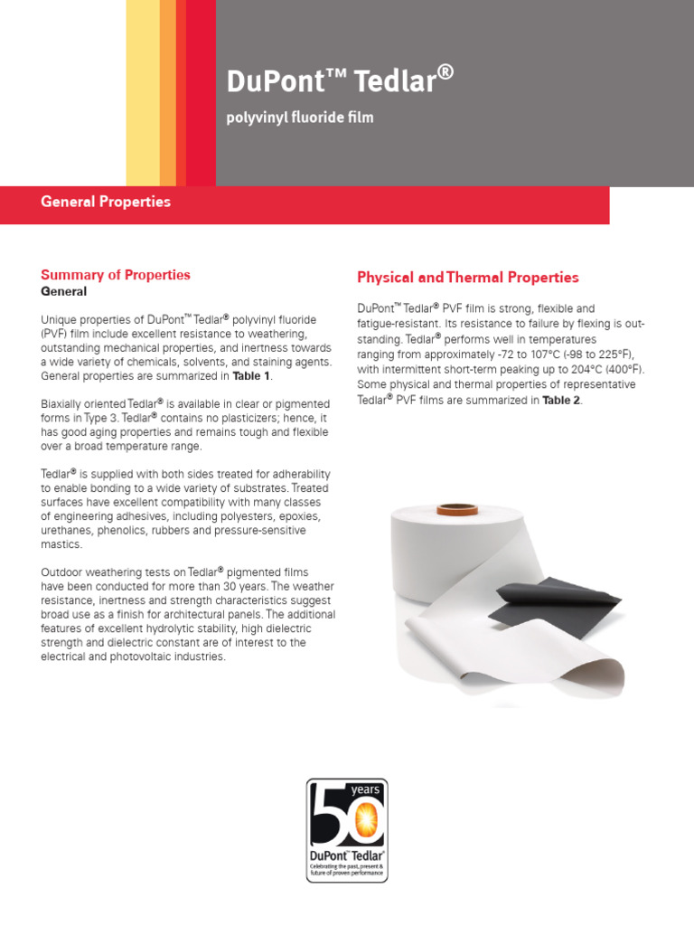 0-Tedlar (R) General Properties | PDF | Amorphous Solid | Materials