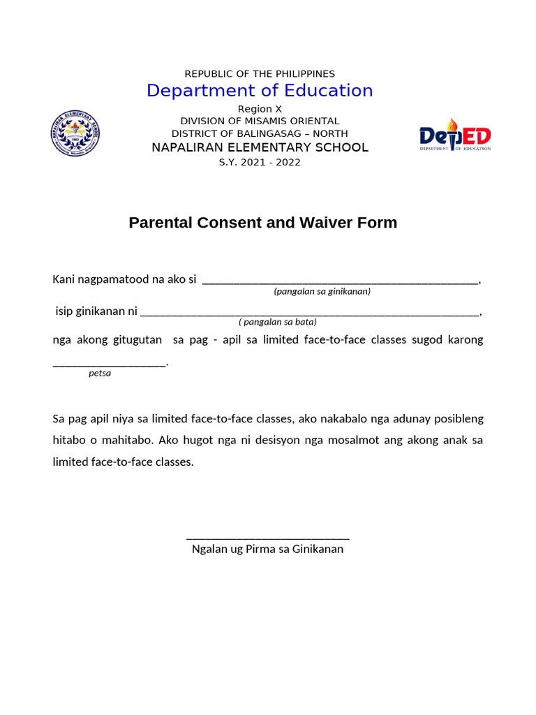 Parental Consent and Waiver From | PDF