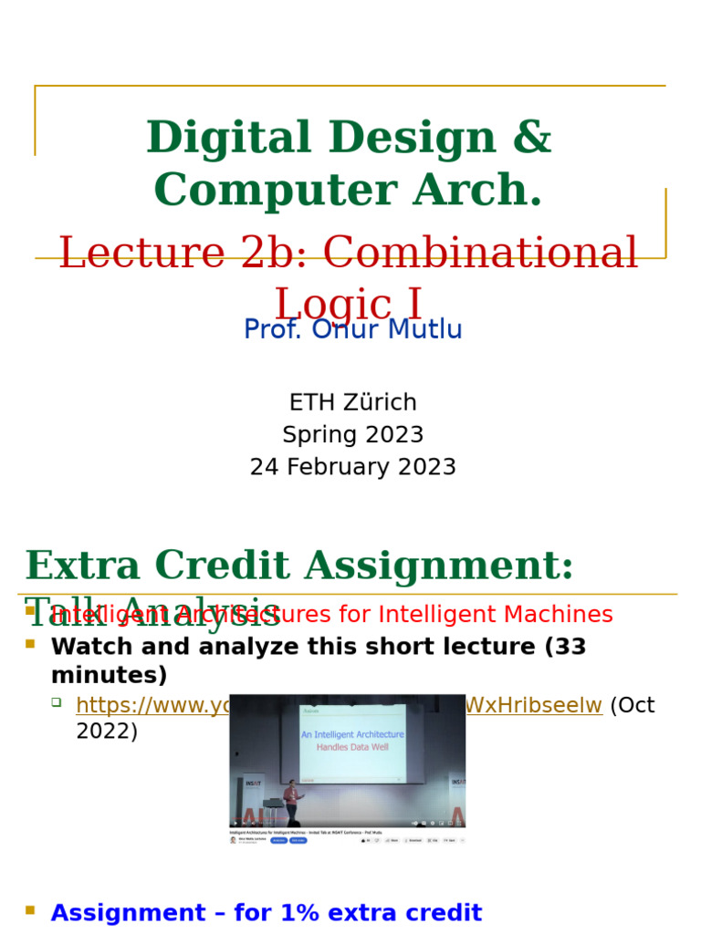 Onur Ddca 2023 Lecture2b Combinational Logic I Afterlecture | PDF | Logic Gate | Field Effect ...