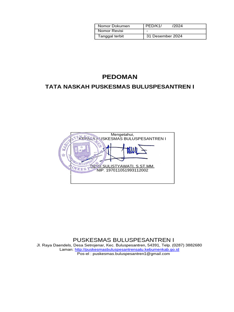 PEDOMAN TATA NASKAH PKM BULUS Klaster | PDF