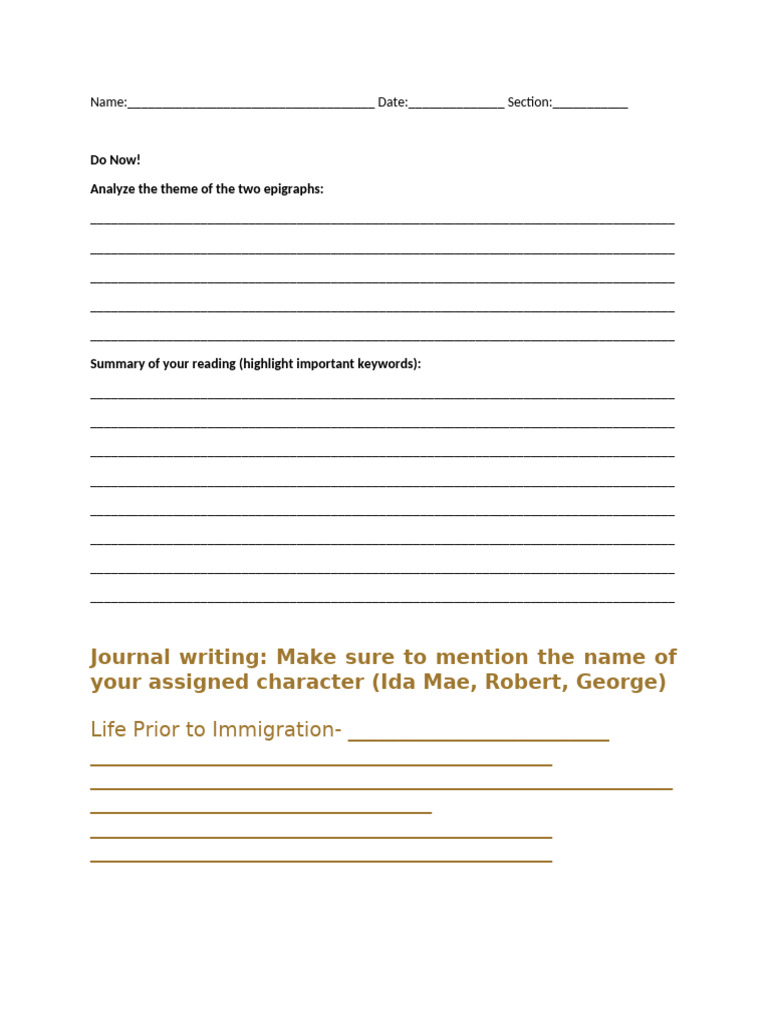 Student Reading Reflection Sheet | PDF | Human Migration | Cultural Globalization