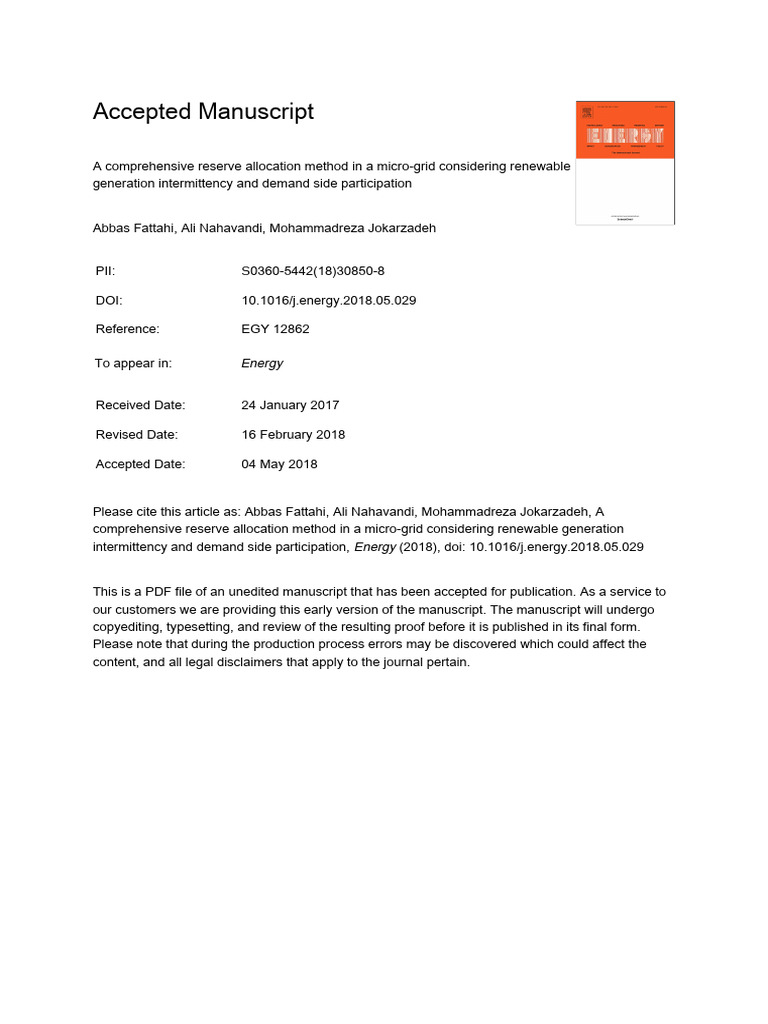 A Comprehensive Reserve Allocation Method in A Micro-Grid | PDF ...