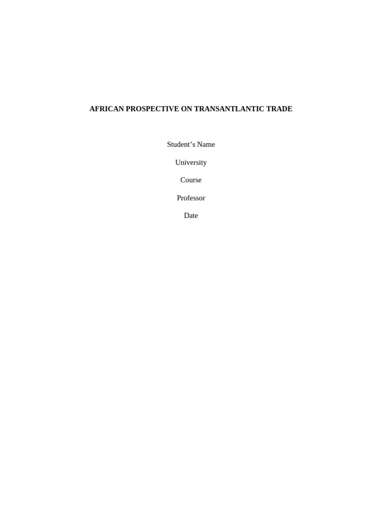 African Perspectives on Transatlantic Trade | PDF | Atlantic Slave ...