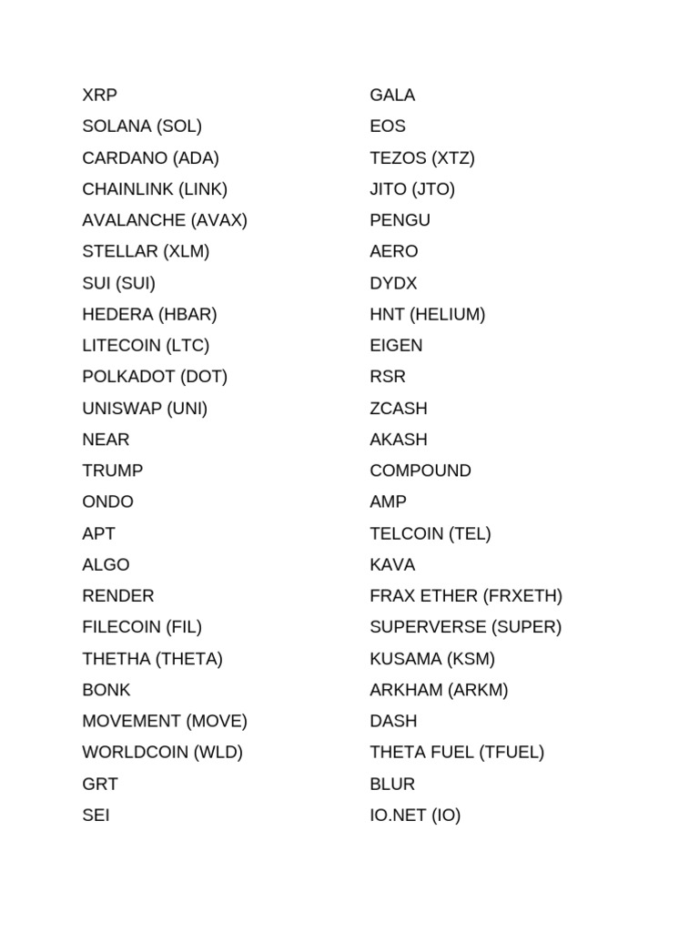 US BASED CRYPTO COINS | PDF