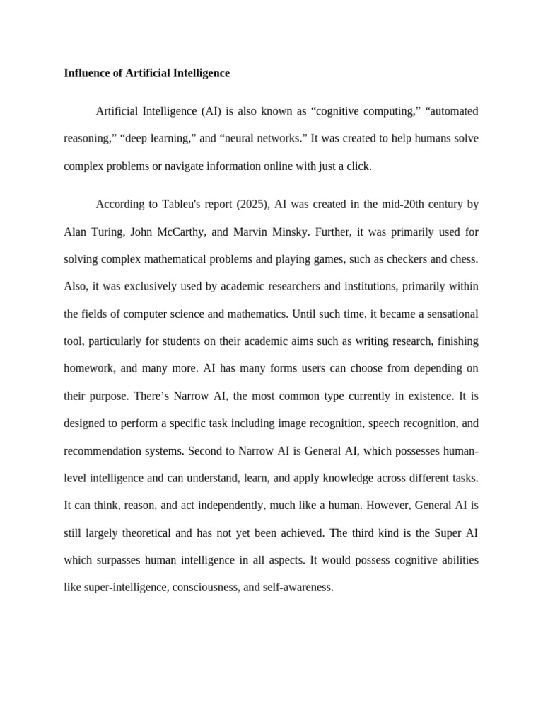 Influence of Artificial Intelligence | PDF | Artificial Intelligence | Intelligence (AI) & Semantics