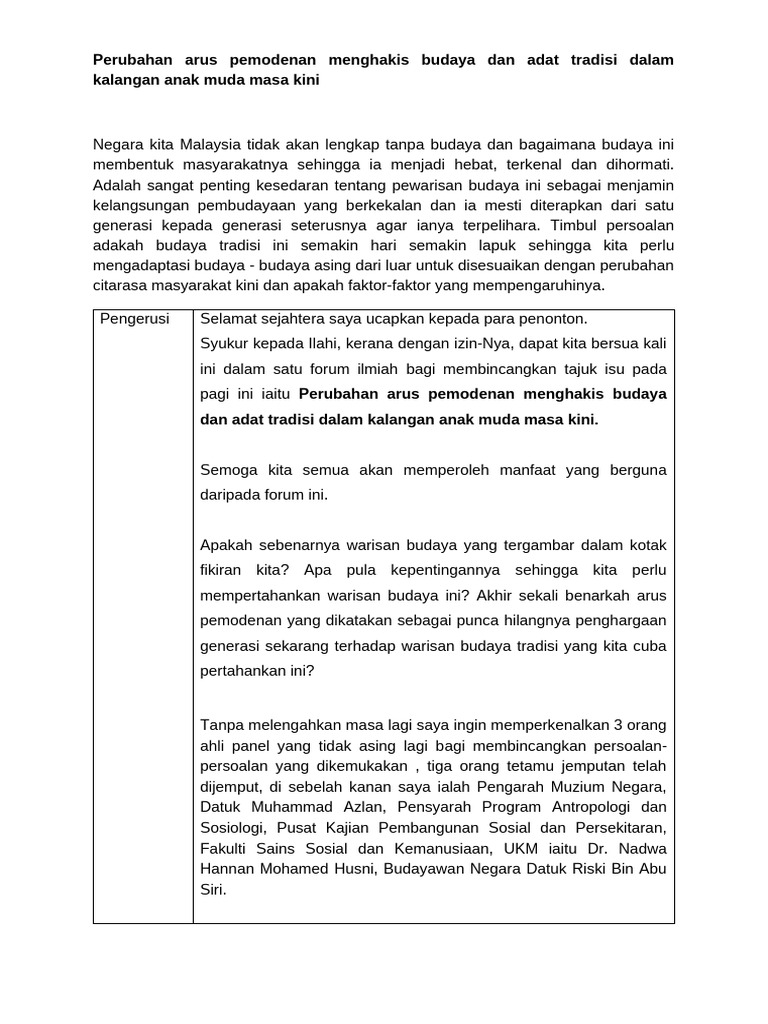 Peredaran Zaman Menghakis Budaya Dan Tradisi Dalam Kalangan Generasi ...