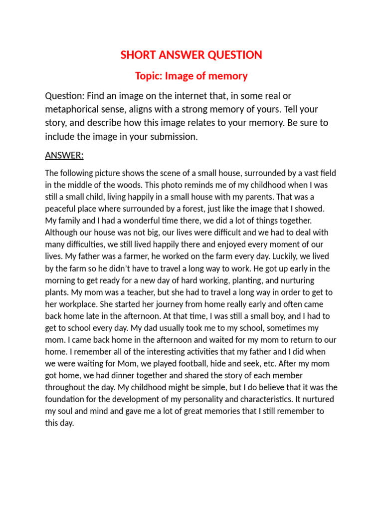 Short Answer Question 2 | PDF