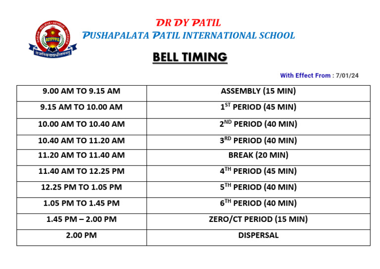 School Daily Schedule | PDF