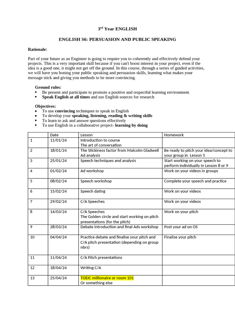 Year 3 ENGLISH Outline Student | PDF | Communication | Human Communication