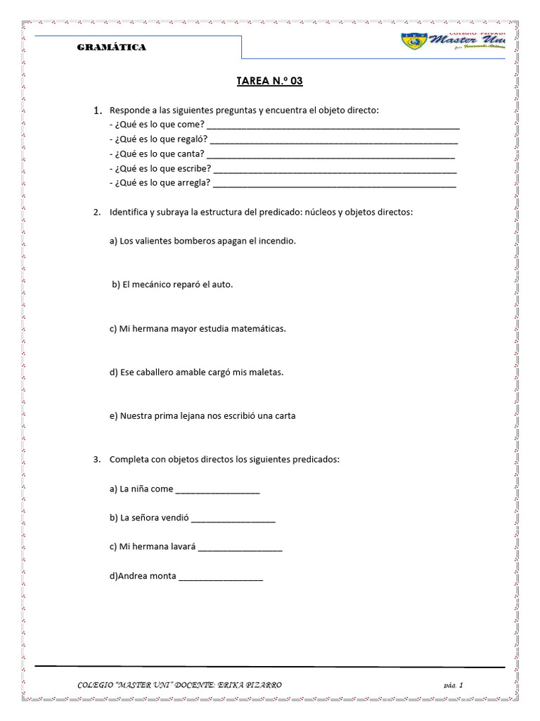 Tarea #03 - Objeto Directo | PDF