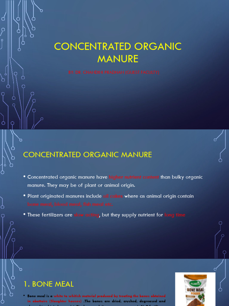 Concentrated Organic Manure Types & Benefits | PDF | Biogas | Manure