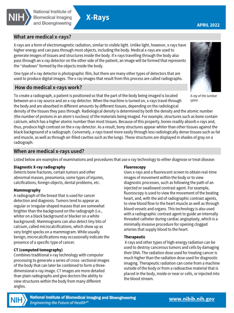 Fact Sheet X Rays | PDF | Radiography | X Ray