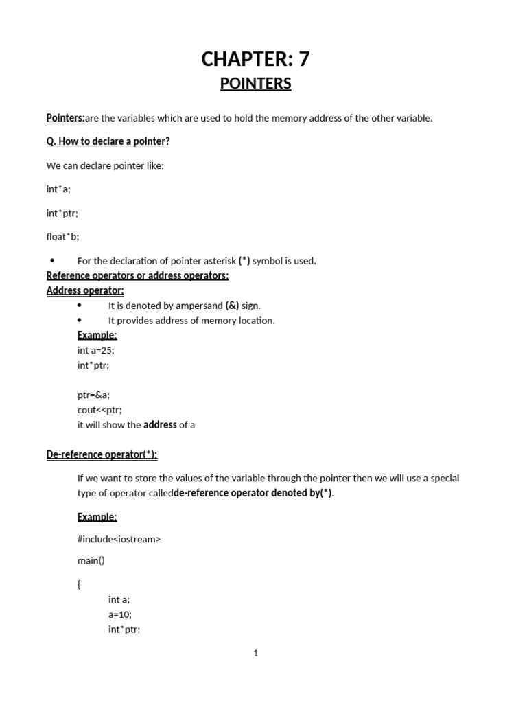 Chapter7 8 9 | PDF | Pointer (Computer Programming) | Computer Science