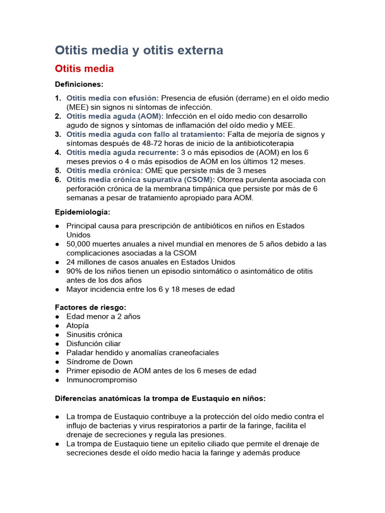 Otitis Media: Tipos, Causas y Tratamientos | PDF | Oído | Las bacterias