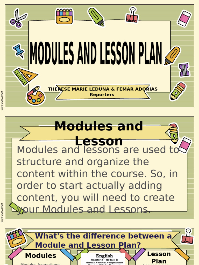 Modules and Lesson Plan Report | PDF | Lesson Plan | Learning