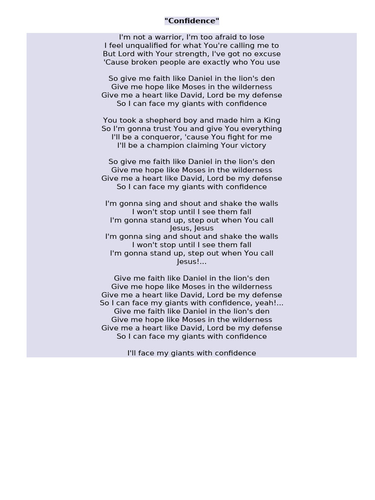 Face My Giants with Confidence | PDF