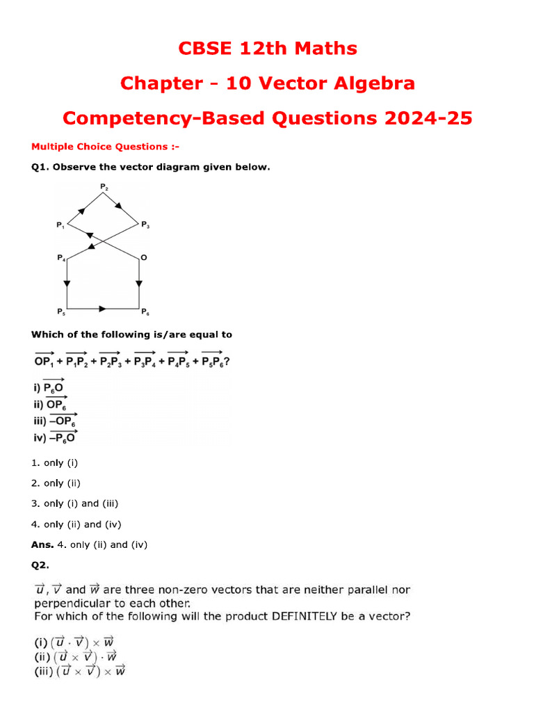 Vector Competency-Based Questions | PDF