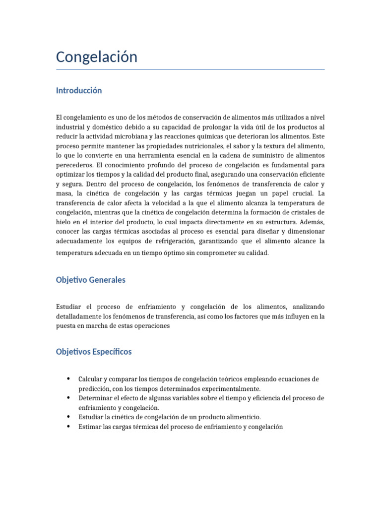 Proceso de Congelación de Alimentos | PDF | Alimentos | Cinética química