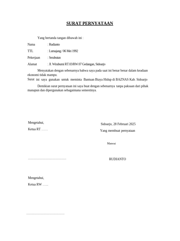 SURAT-PERNYATAAN (1) | PDF