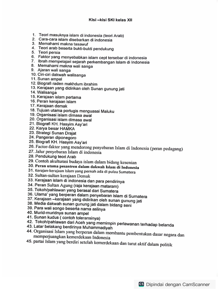 KISI2 SKI KELAS XII (Siswa) | PDF