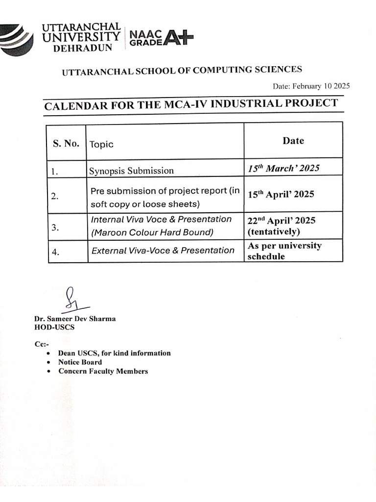 Project Guidelines For MCA, BCA, B.SC - IT 2024-25 Even Semester 2 | PDF