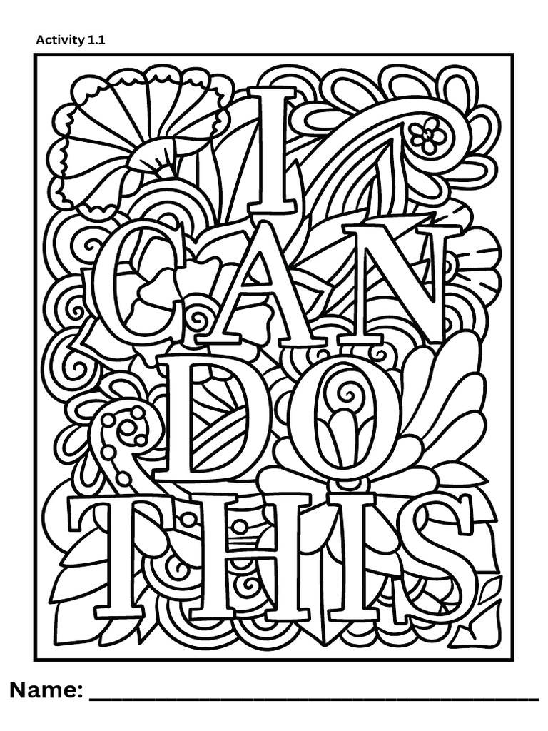 Mindful Coloring Positive Quotes Worksheets in Grayscale Illustrative ...