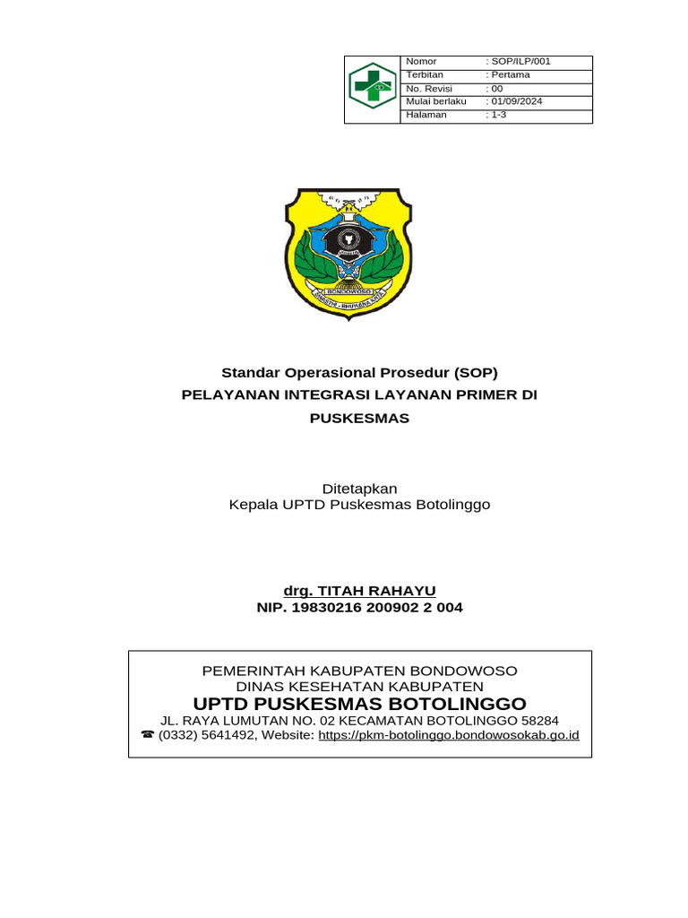 Print - Sop Pelayanan Puskesmas Ilp-1 | PDF