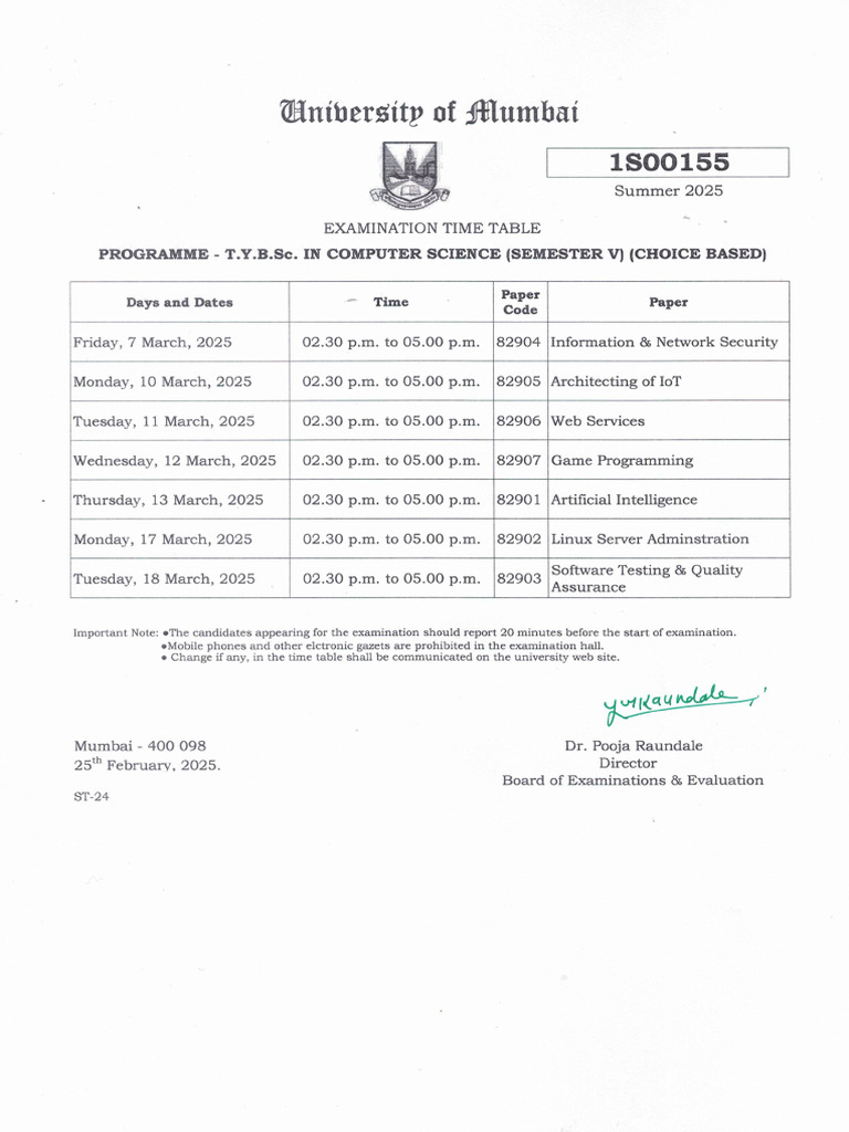 1S00155 T.Y.B.Sc. in Computer Science Sem V | PDF