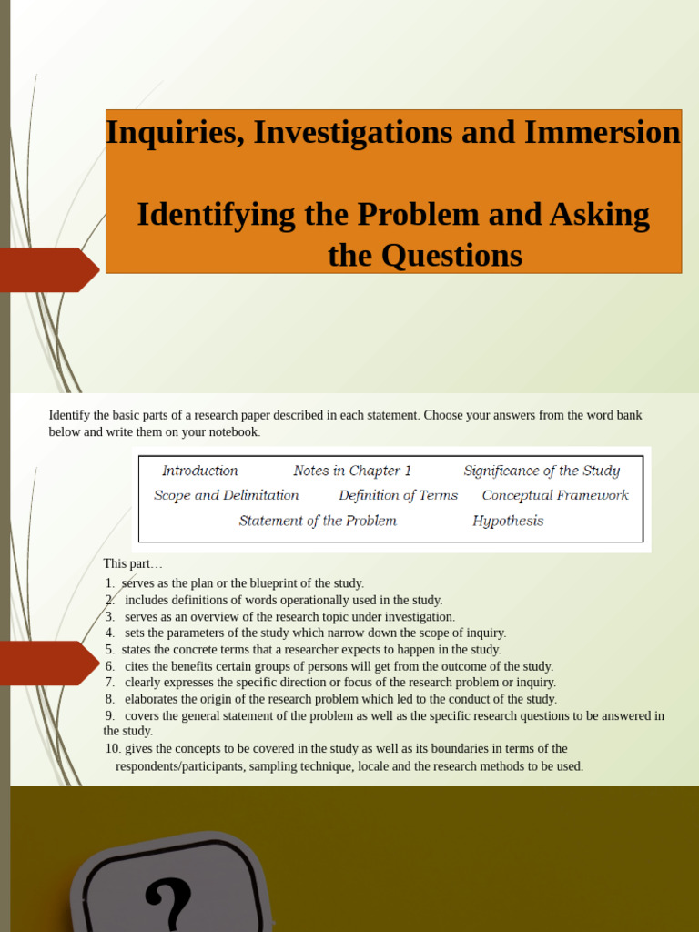 Q3-M2 - 3is - Identifying The Problem and Asking The QuestionsV4-1 | PDF | Hypothesis ...