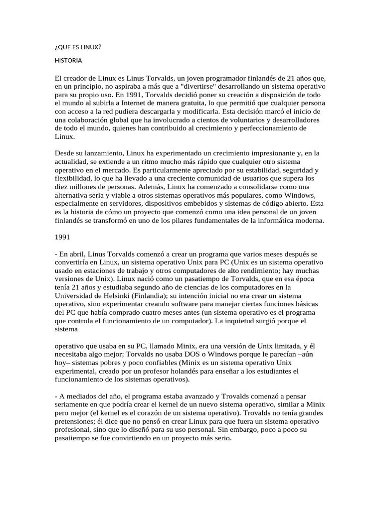 Historia de Linux | PDF | Software libre | Distribución de Linux