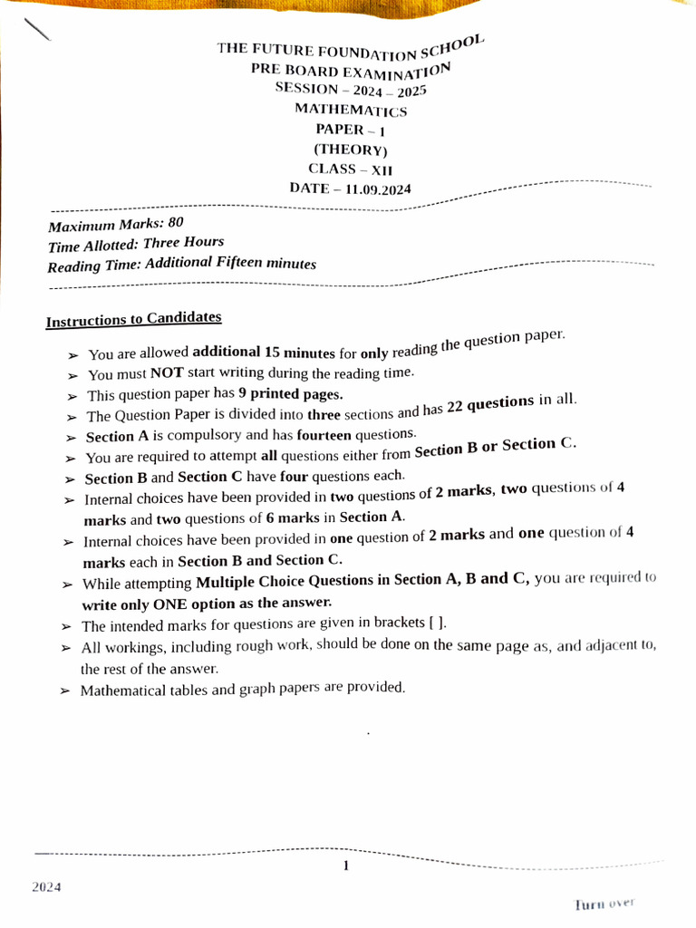 TFFS Preboards Maths 2024 | PDF | Linear Regression | Equations