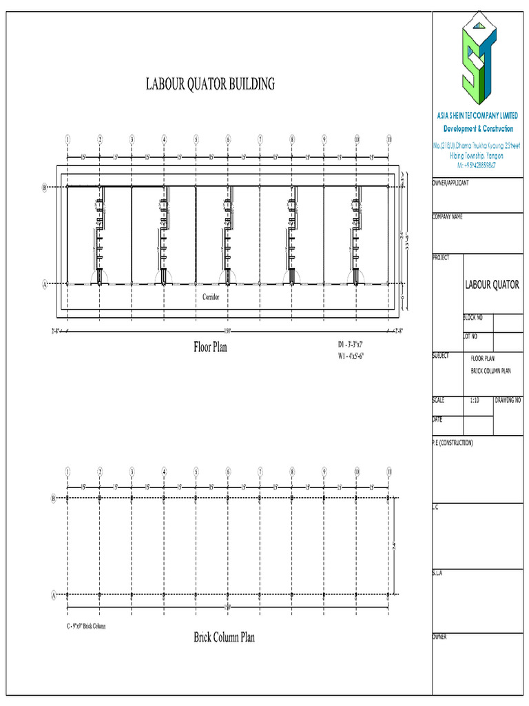 Labour Quator Building (Brick Column) | PDF | Concrete | Building ...