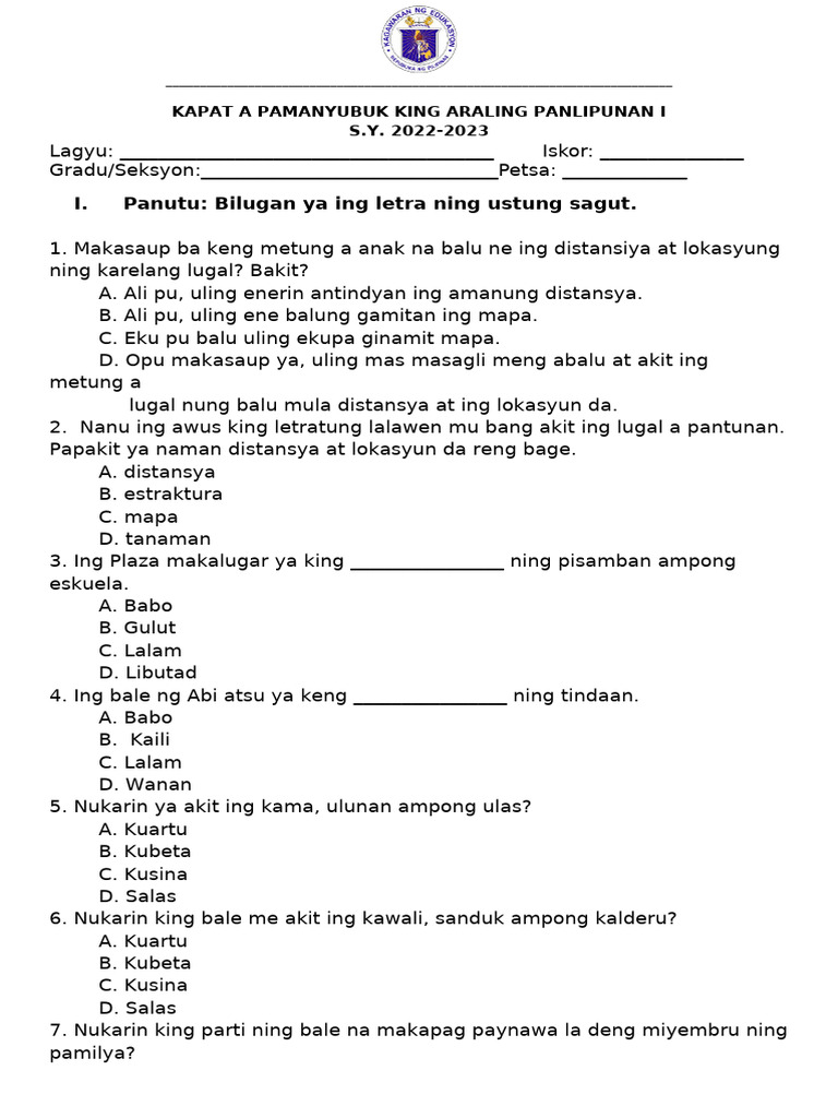 4TH Quarter Exam in Apan Final S.Y. 2022-2023 | PDF