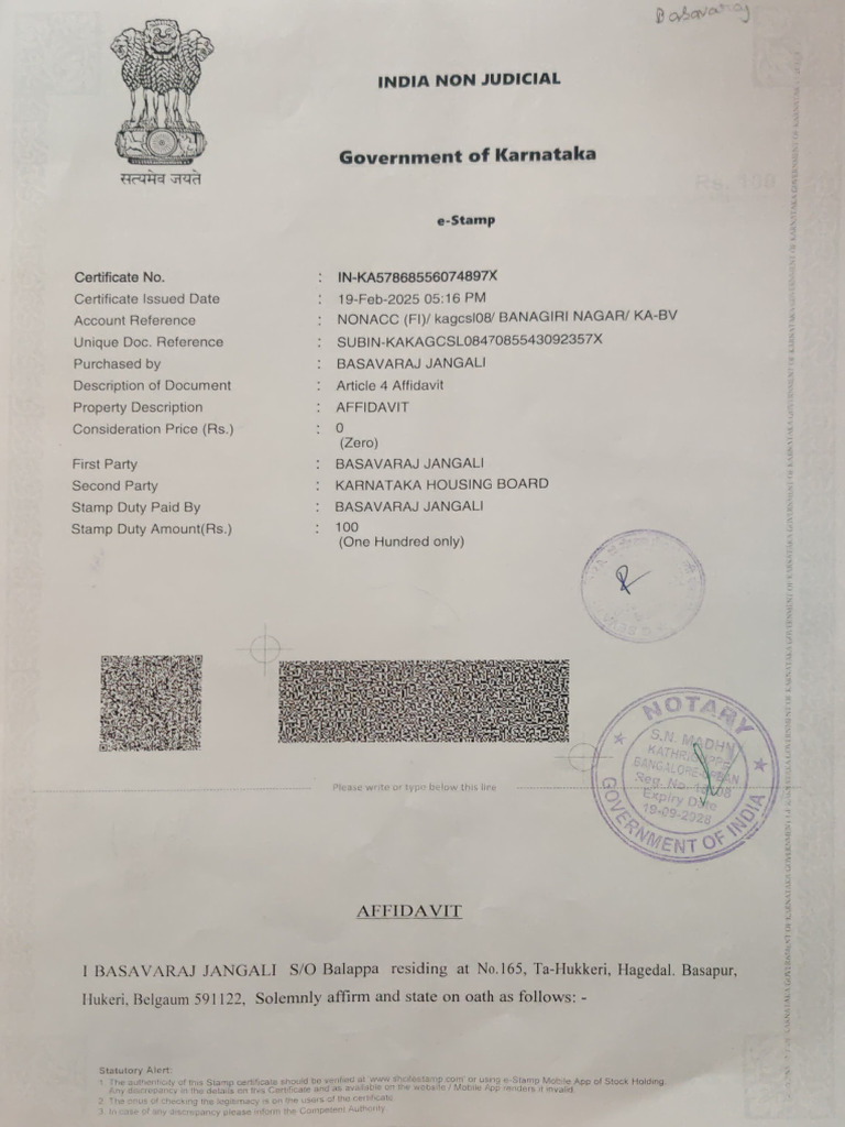 B B JUNGLE (AFFIDAVIT KHB) | PDF | Affidavit