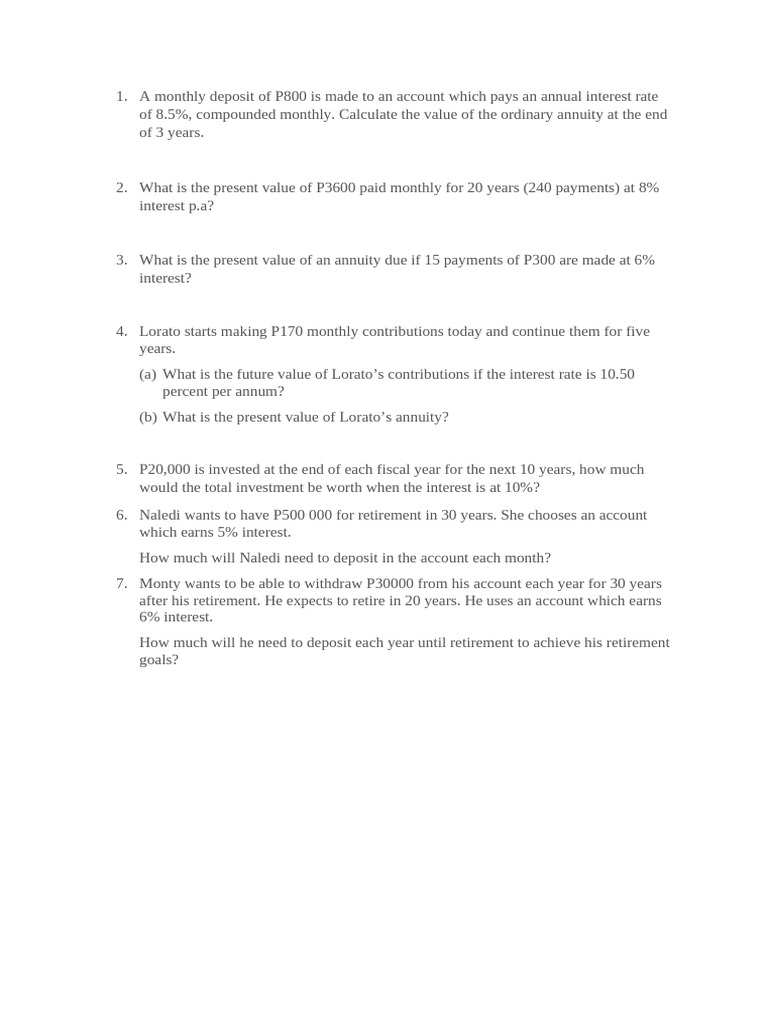 Annuity Worksheet | PDF