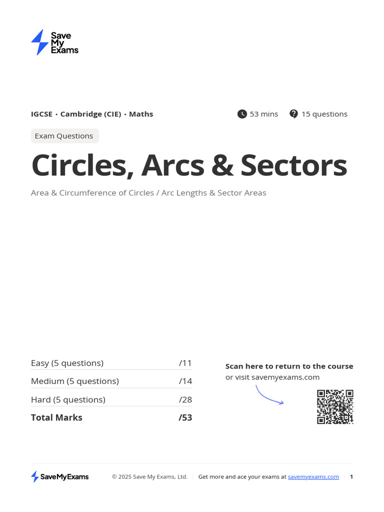 IGCSE Exam Questions: Circles & Sectors | PDF | Circle | Area