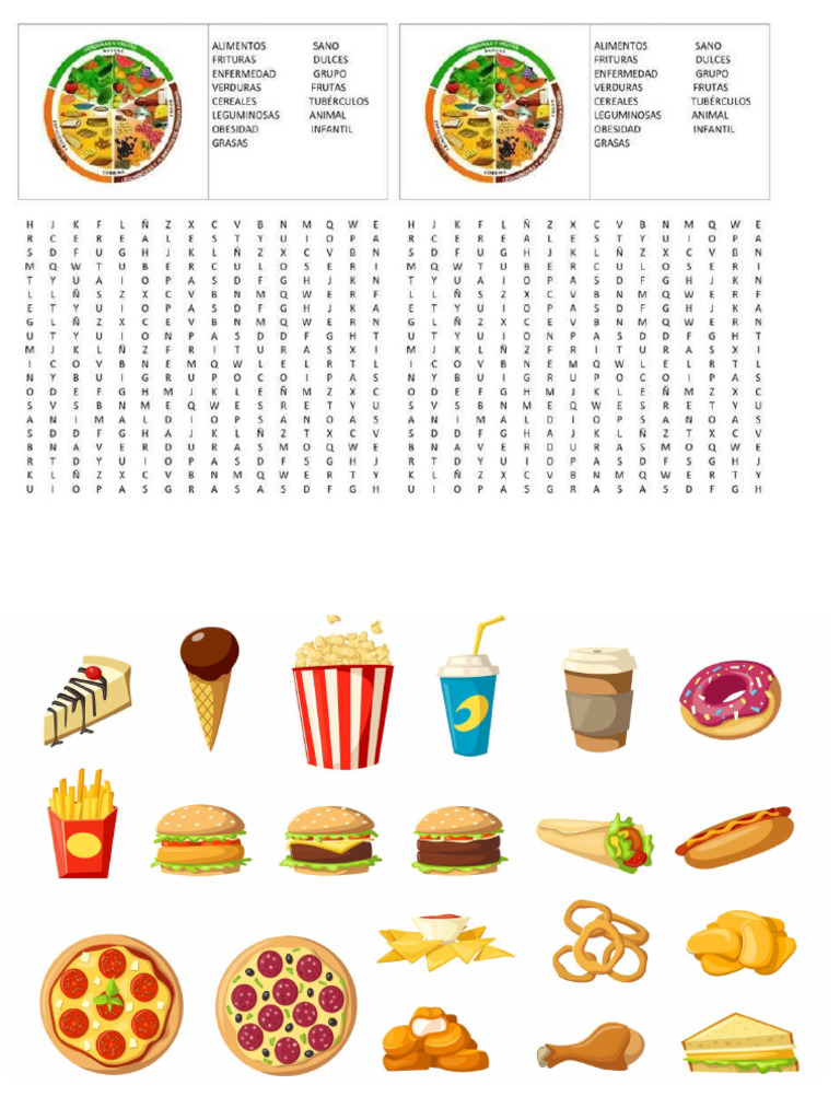 sopa de letras alimentación | PDF