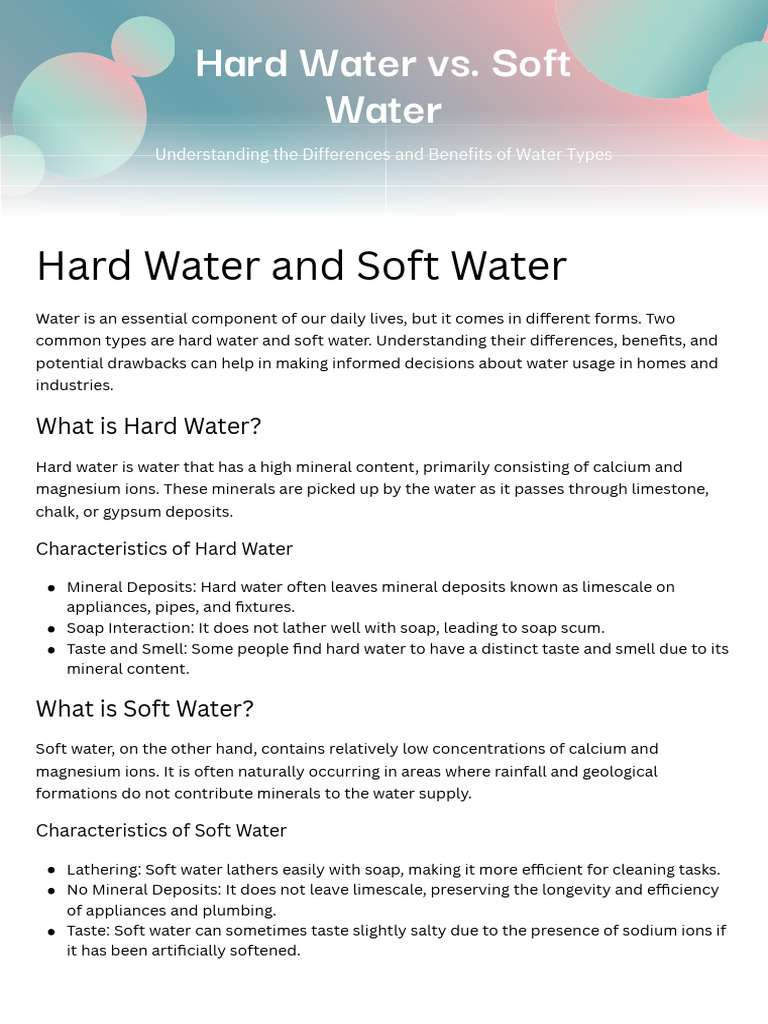 Hard Water and Soft Water_20250304_090612_0000 | PDF | Materials ...