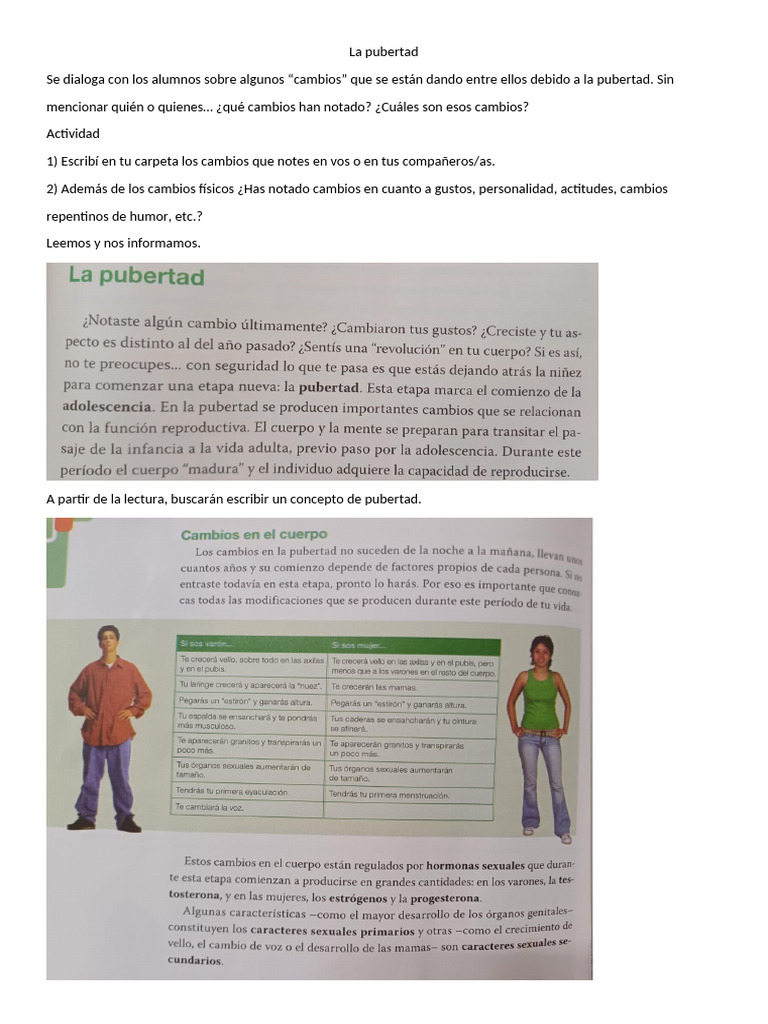 Cambios de la Pubertad y Reproducción | PDF