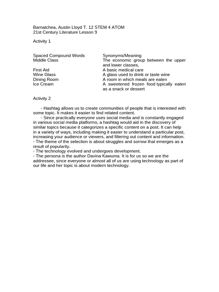 21st LIt Lesson 9 | PDF