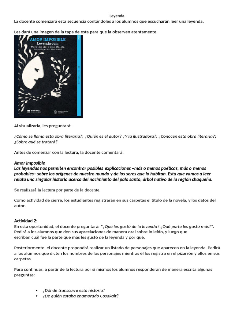 Secuencia amor imposible | PDF | Leyendas | Narración