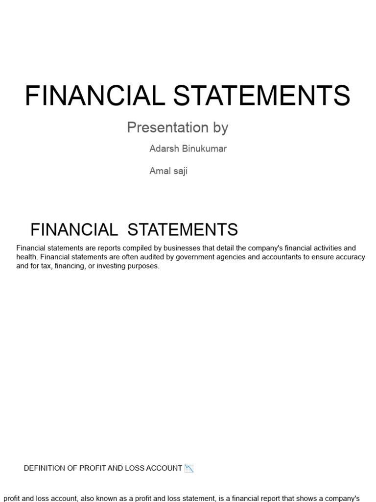Financial Statements Overview and Definitions | PDF