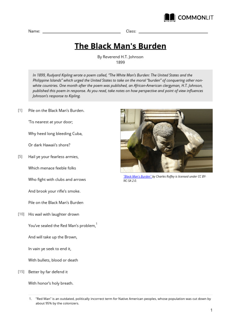 Black Man's Burden Poem PDF | PDF