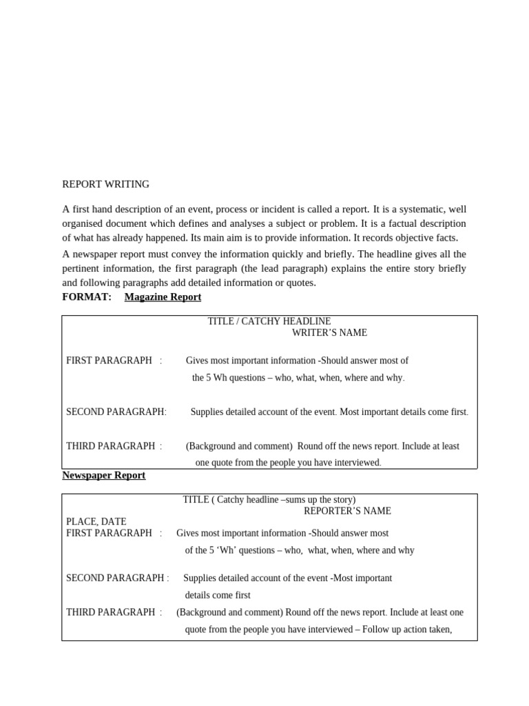 REPORT WRITING Grade 12 | PDF