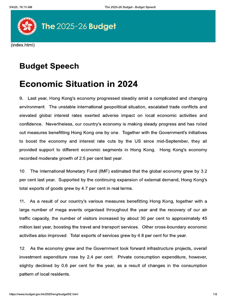 The 2025-26 Budget - Budget Speech | PDF