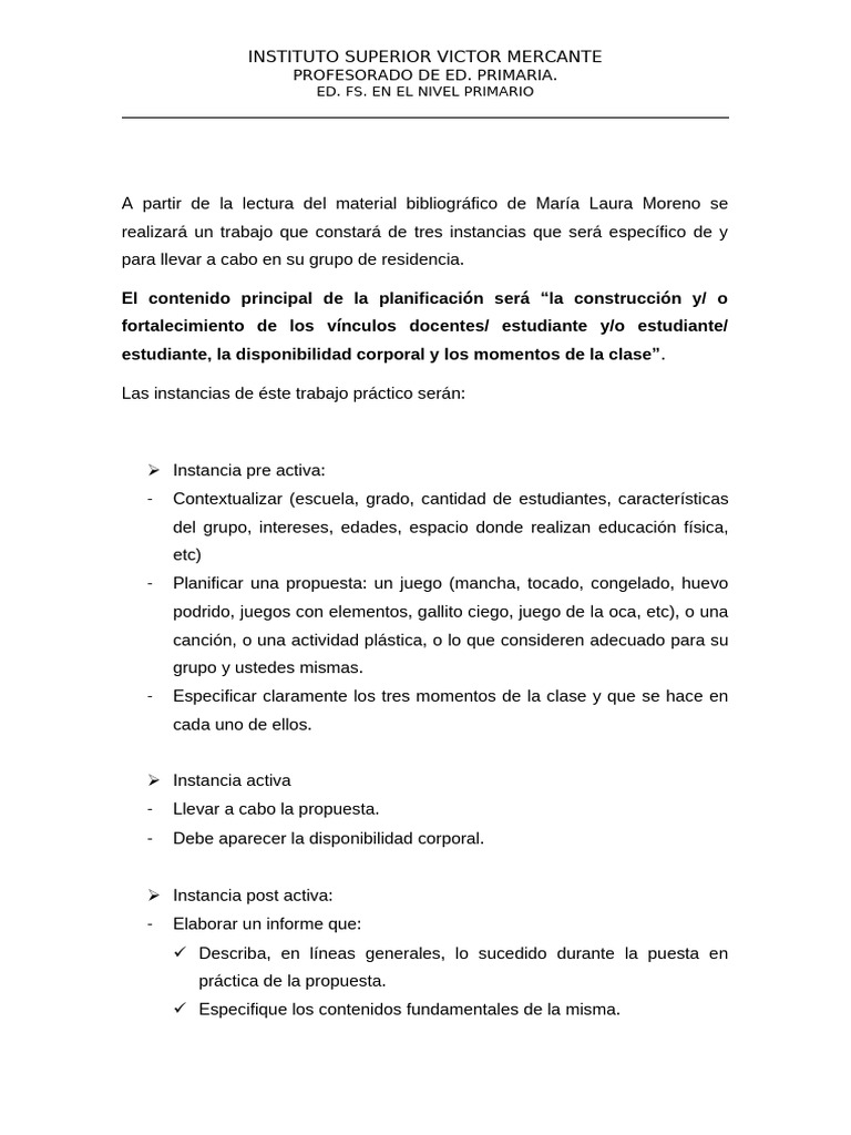 Consigna M. L. Moreno | PDF