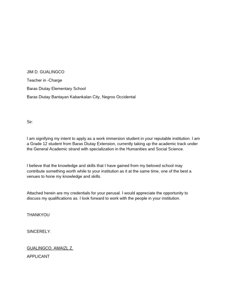Application Letter 2 | PDF